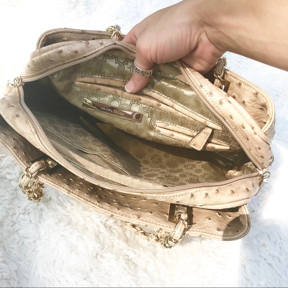 Ivanka Trump | Bags | Rare Ivanka Trump Embossed Ostrich Handbag Tan ...